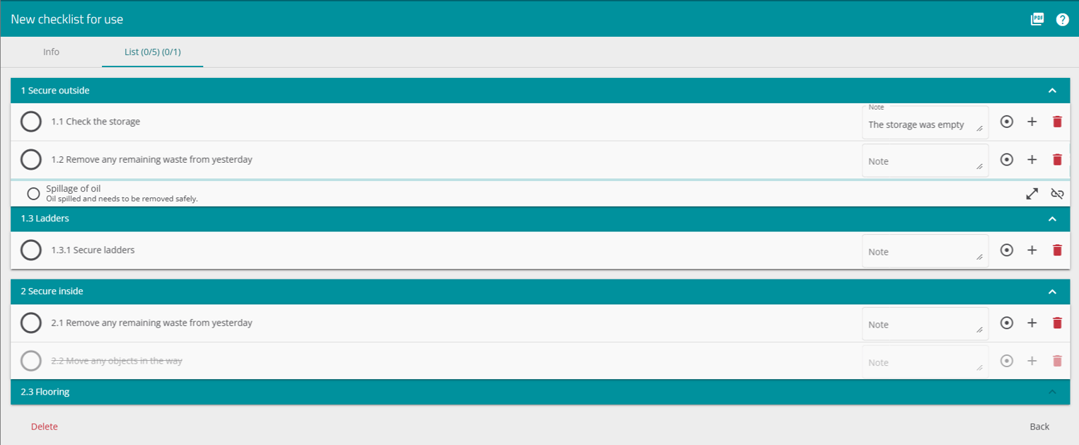 Create checklist from template