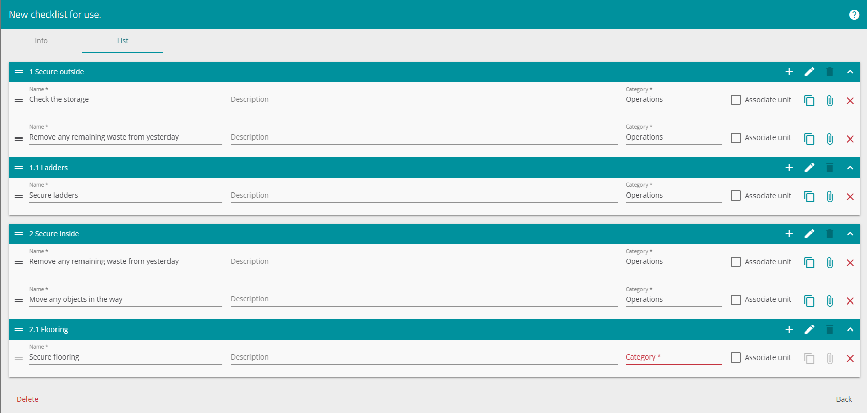 Create checklist template